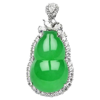 豪8印象翡翠葫芦吊坠冰种阳绿
