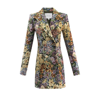 原创设计风提花粗纺刺绣西装外套