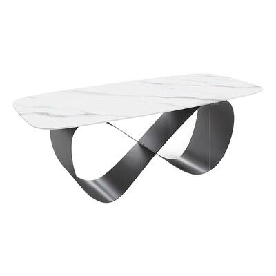 意式轻奢奢华大理石餐桌创意玻璃