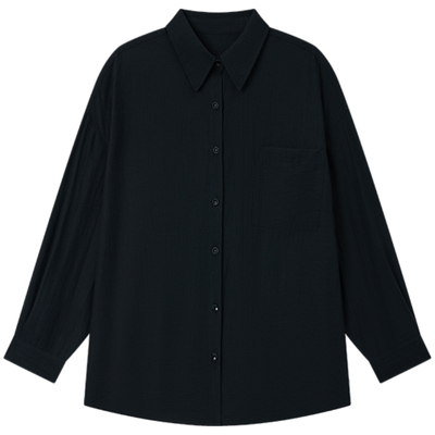 HaloLuu黑色天丝衬衫防晒衬衣