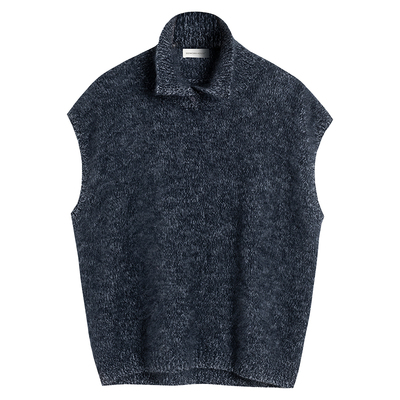 拉毛羊毛高领针织马甲