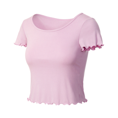 凡圣瑜伽服时尚简约气质休闲户外百搭短款修身短袖上衣外搭F15324