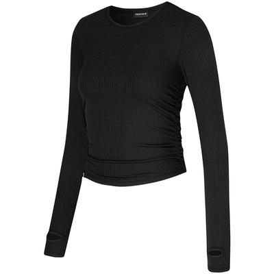 xexymix素色侧边抽橡筋长袖T恤