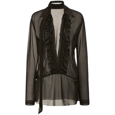 WEARABLEEVENT荷叶边真丝衬衫