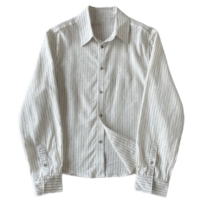 H1c条纹*天丝亚麻高智长袖衬衫