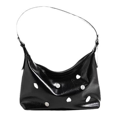 foxmix油蜡皮包银扣枕头包中古