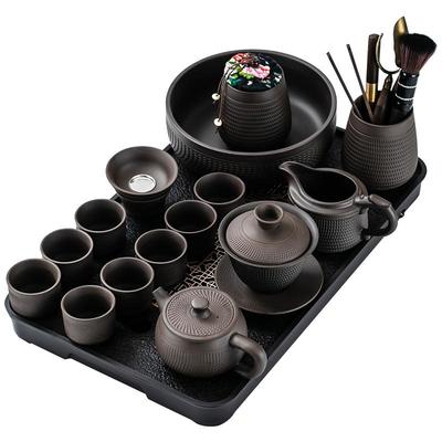 紫砂跳刀功夫茶具2025新款中式陶瓷家用茶壶盖碗茶杯整套泡茶器