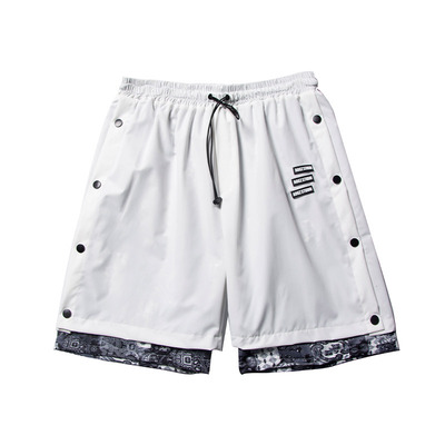 夏季腰果花排扣裤子薄男篮球运动