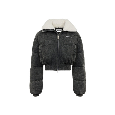 牛仔短款羽绒服外套设计师品牌