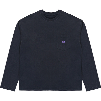 O3PARK长袖水洗做旧印花T恤