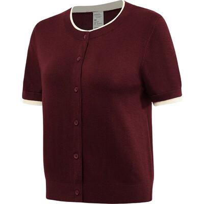 本来BENLAI女士短袖针织开衫25秋季新款撞色圆领针织衫BNM950001