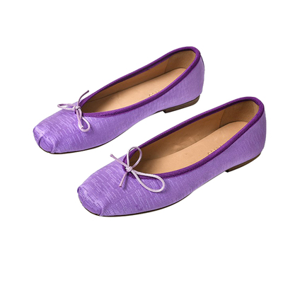 芭蕾平底鞋提花弹力真丝绸缎单鞋