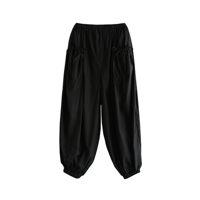 古苔宽松束口萝卜灯笼裤松紧腰女