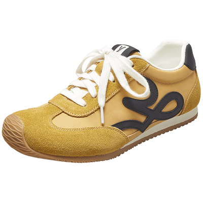 意尔康真皮德训鞋女2026春秋款黄色软底透气阿甘鞋歪头休闲运动鞋