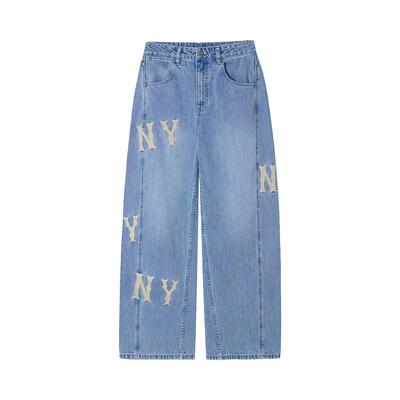 MLB官方 女款刺绣大LOG0弯刀牛仔裤26春季新款DPG52/DPG53