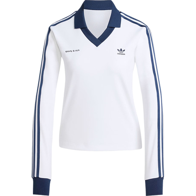 Adidas/阿迪达斯官方正品三叶草女士翻领针织长袖POLO衫JI9276