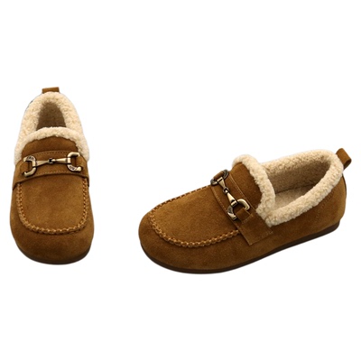 羊羔毛豆豆鞋女真皮加绒毛毛鞋