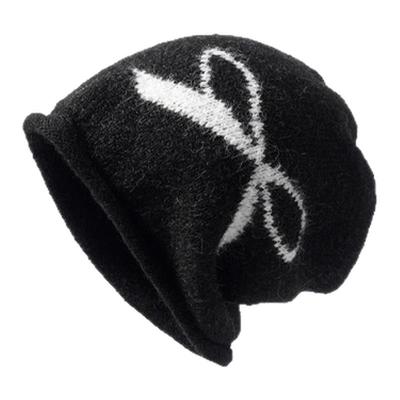 黑色蝴蝶结针织冷帽秋冬保暖