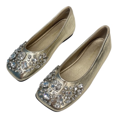 内增高法式方头银色单鞋女