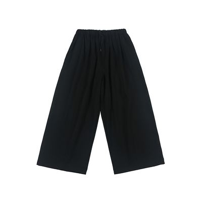 NOEARS日系复古黑色宽松松紧腰针织长裤秋季抽绳直筒垂感休闲裤