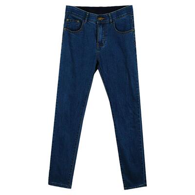 男生高街痞帅深蓝水洗修身牛仔裤