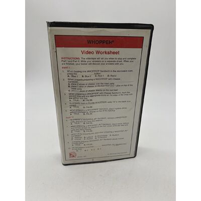 Vintage Burger King Whopper Video VHS W Worksheets from 1985