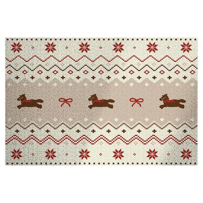 费尔岛小马新年红色入户丝圈地垫