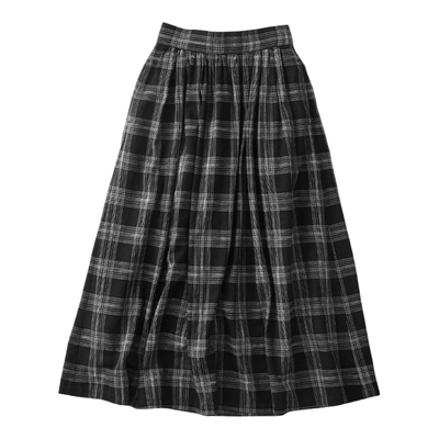 格子半身裙撞色宽松裙子