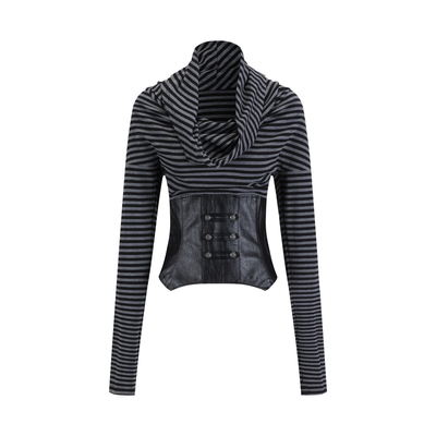 CestNous皮革腰封荡领针织小衫