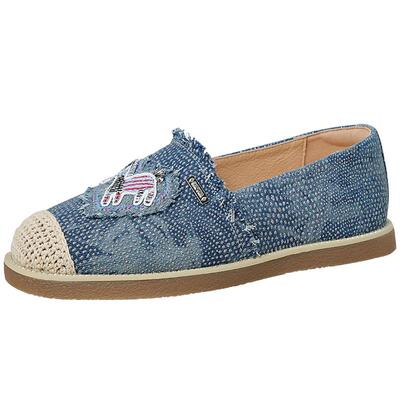 索菲娅春季小马刺绣套脚渔夫鞋