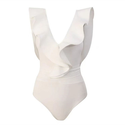 Margery泳衣女连体高腰荷叶边