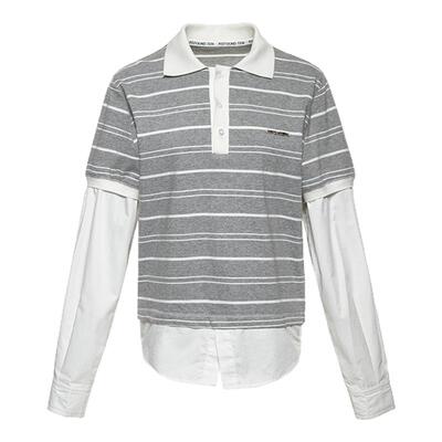 REFOUND TEN 设计师25春夏POLO领拼接条纹上衣 SOLSOL买手店