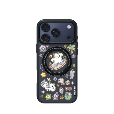 MASFEIL × 海岛假日适用苹果17promax手机壳iPhone16pro新款磁吸带支架ip15全包Fo5支点高级感17好看可爱女