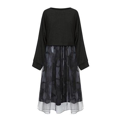 s.deer收腰晕染网纱连衣裙套装