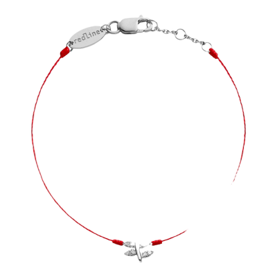 Redline/红绳女士白金钻石Bagatelle新芽细绳手链