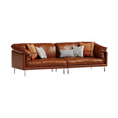 中古风沙发复古油蜡客厅设计师