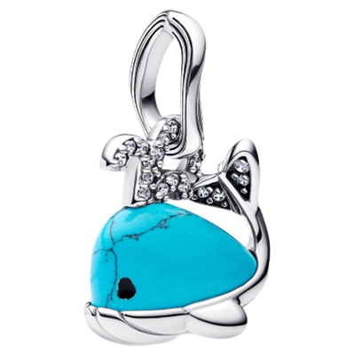 Pandora潘多拉绿松石色鲸鱼吊饰海洋动物智慧象征清新夏日