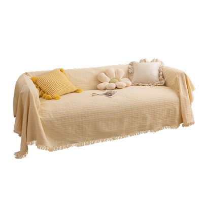 少女色ins奶油色万能全包沙发巾