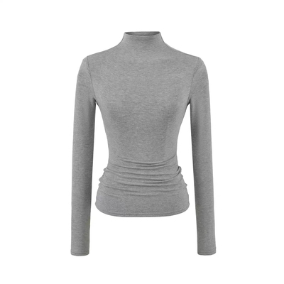 秋冬加绒半高领修身加厚打底T恤