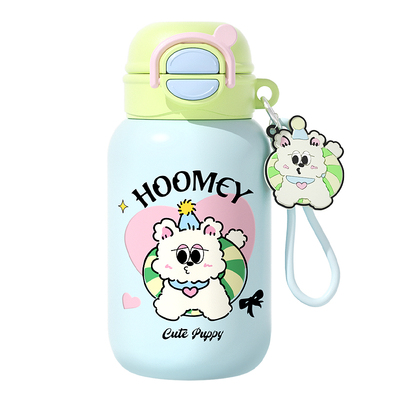hoomey儿童水杯保温杯女生2025新款高颜值学生吸管杯子双饮口礼物