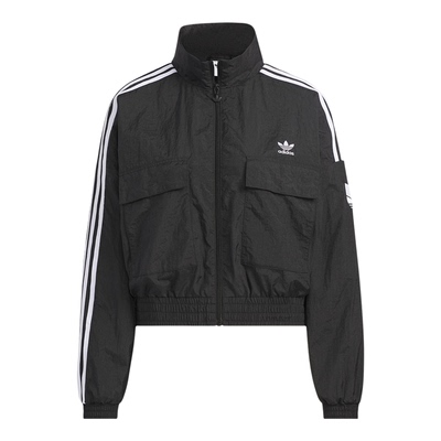 Adidas/阿迪达斯正品三叶草女士休闲短款条纹梭织运动外套KG8512