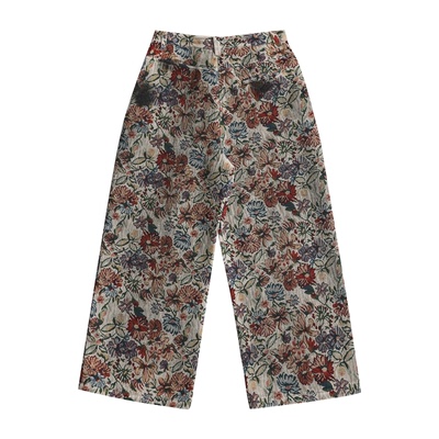 pacshop花卉提花抹脏做旧西裤