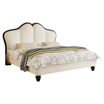 法式奶油风白色猫爪牛奶绒布床