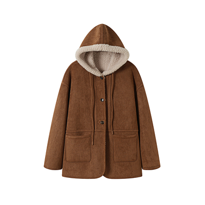 Seame汐觅【暖调情绪】休闲麂皮外套羊羔毛拼接加厚环保皮毛一体