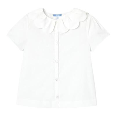 Jacadi亚卡迪女大童纯棉短袖衬衫夏新品女童荷叶边T恤2036652