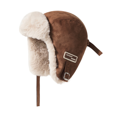 日系复古麂皮绒加厚保暖飞行员帽