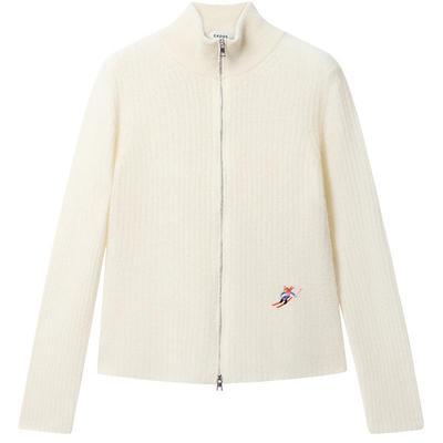 【善系列】ERDOS 无染色羊绒高领刺绣抽条开衫25年秋冬新品女上衣