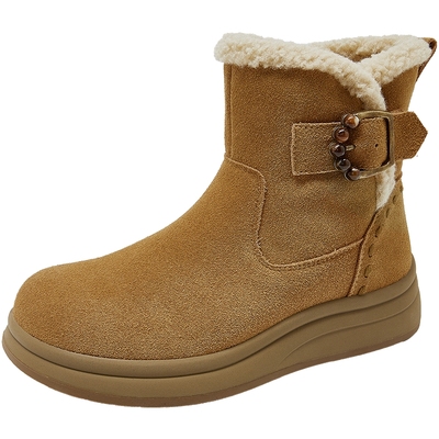 康莉厚底雪地靴女款2025新款冬季保暖抗寒增高短靴防水防滑棉靴子