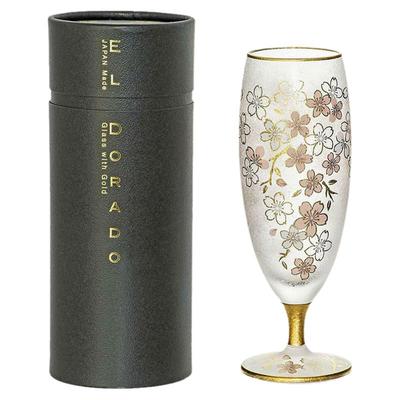 日本制造雪花玻璃镶金酒杯