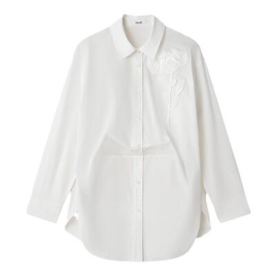 【棉】Laurel劳芮25春秋新鸢尾花浮雕绣轻中式衬衣LWL361C04300